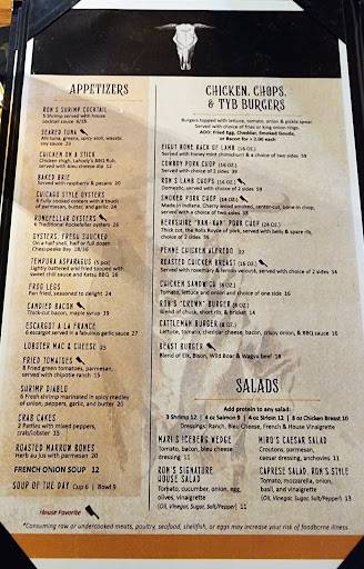 Carta de Ron Lahody's Trust Your Butcher Steakhouse, Muncie