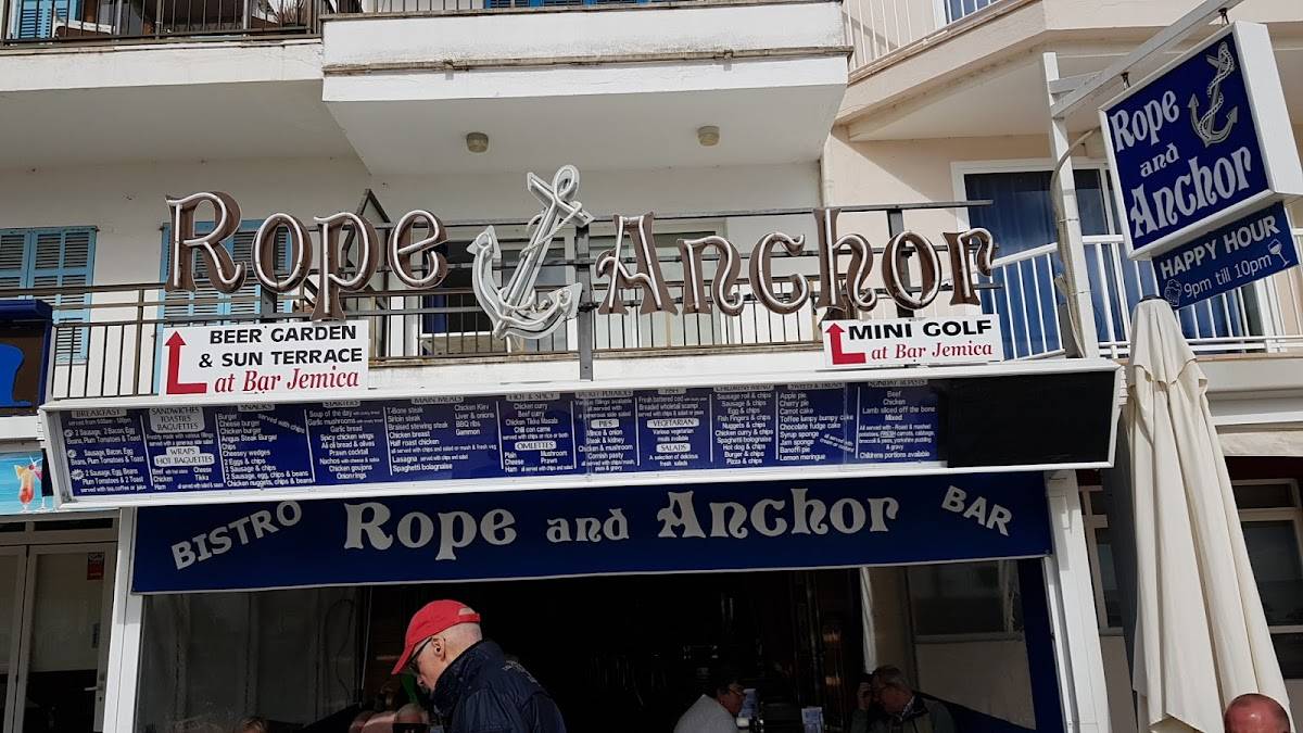 Menu at Rope and Anchor pub & bar, Cala Bona, Passeo Del Moll 13