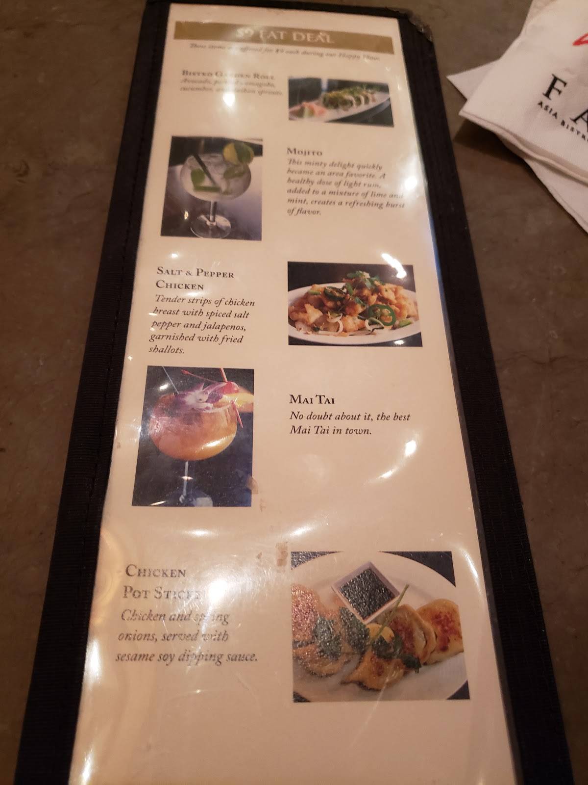 Menu at Fats Asia Bistro, Roseville restaurant, Roseville