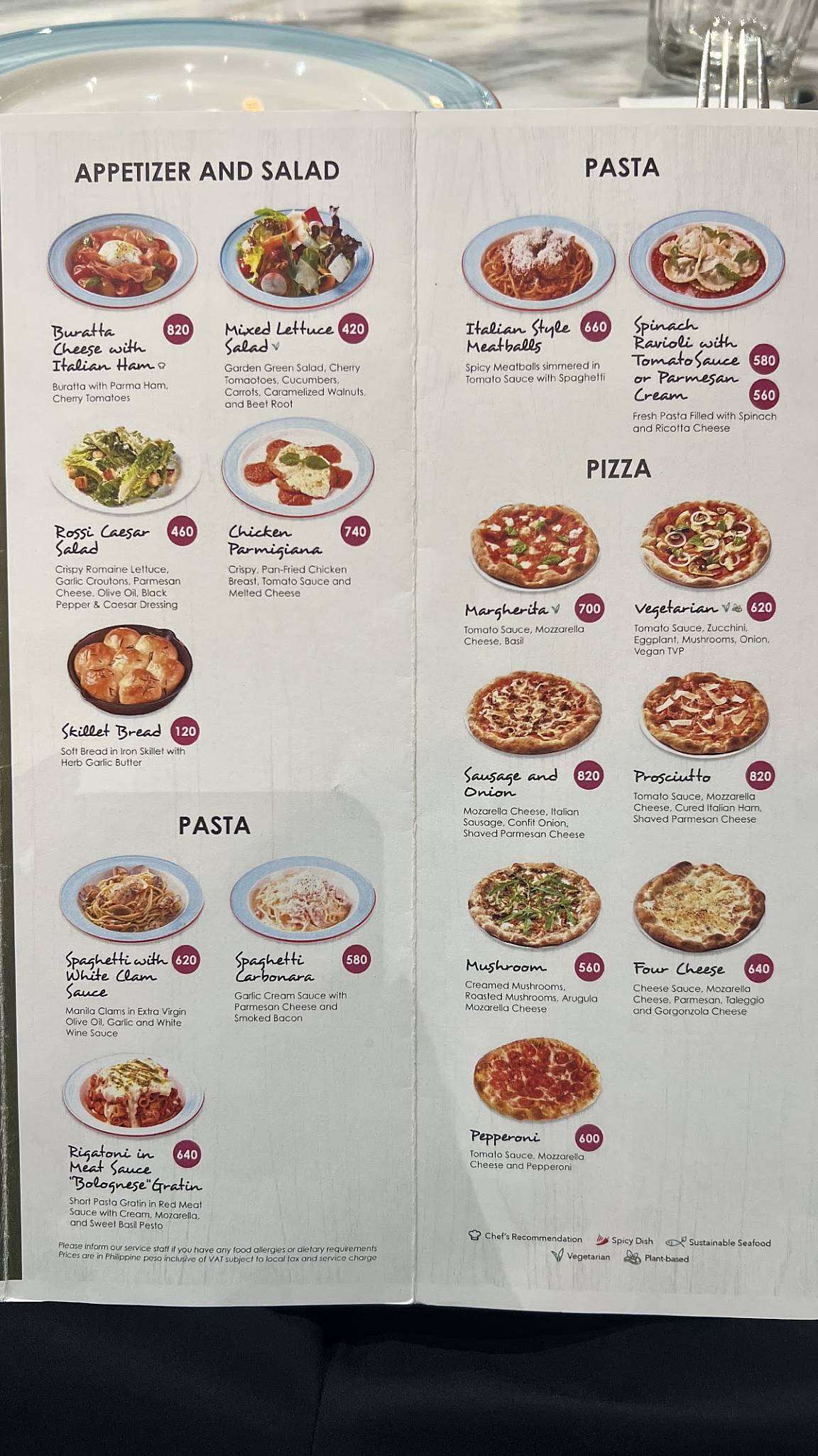 Menu at Rossi Pizza, City of Dreams restaurant, Parañaque
