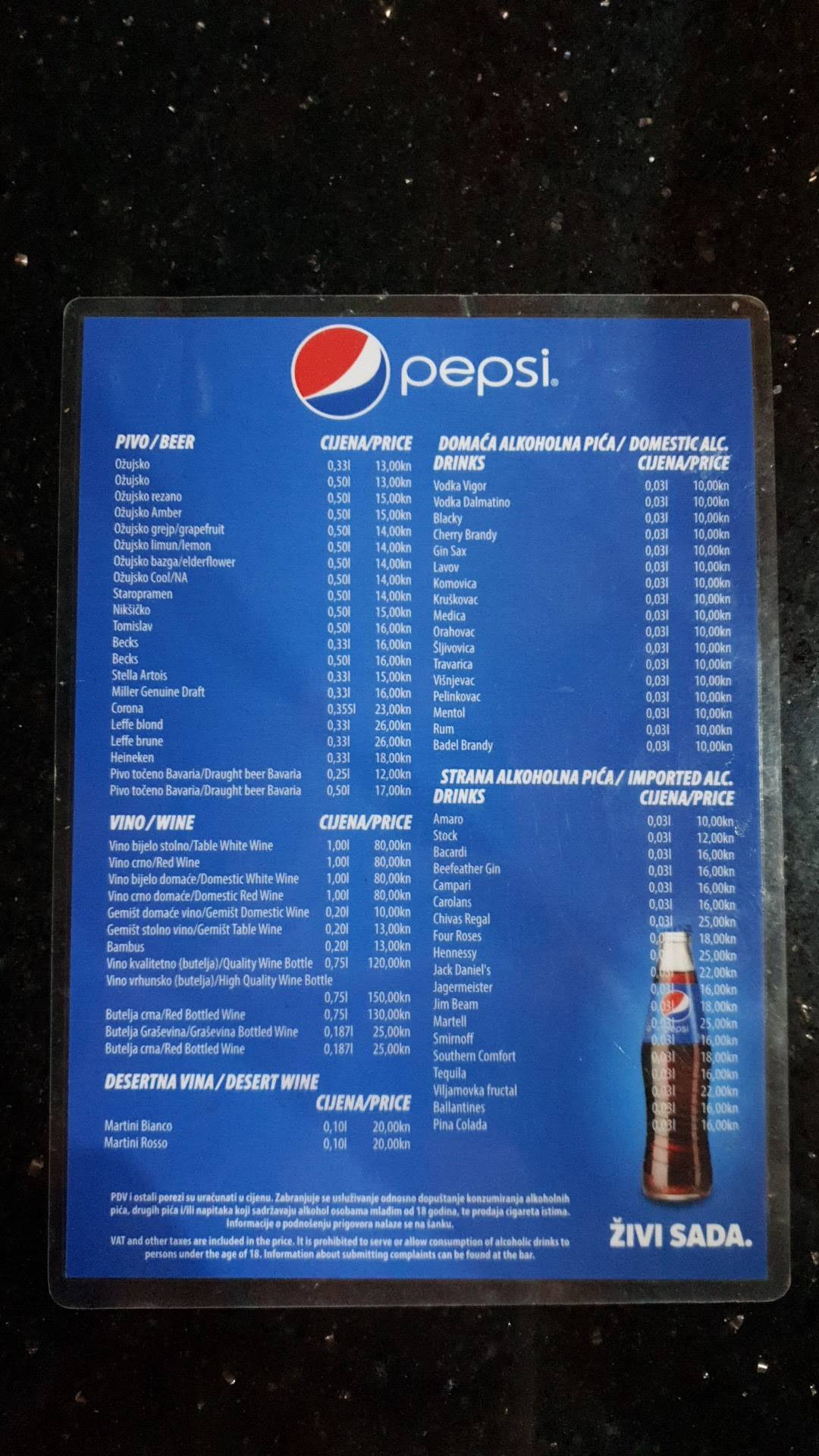 Menu at Route 66 pub & bar, Brdovec