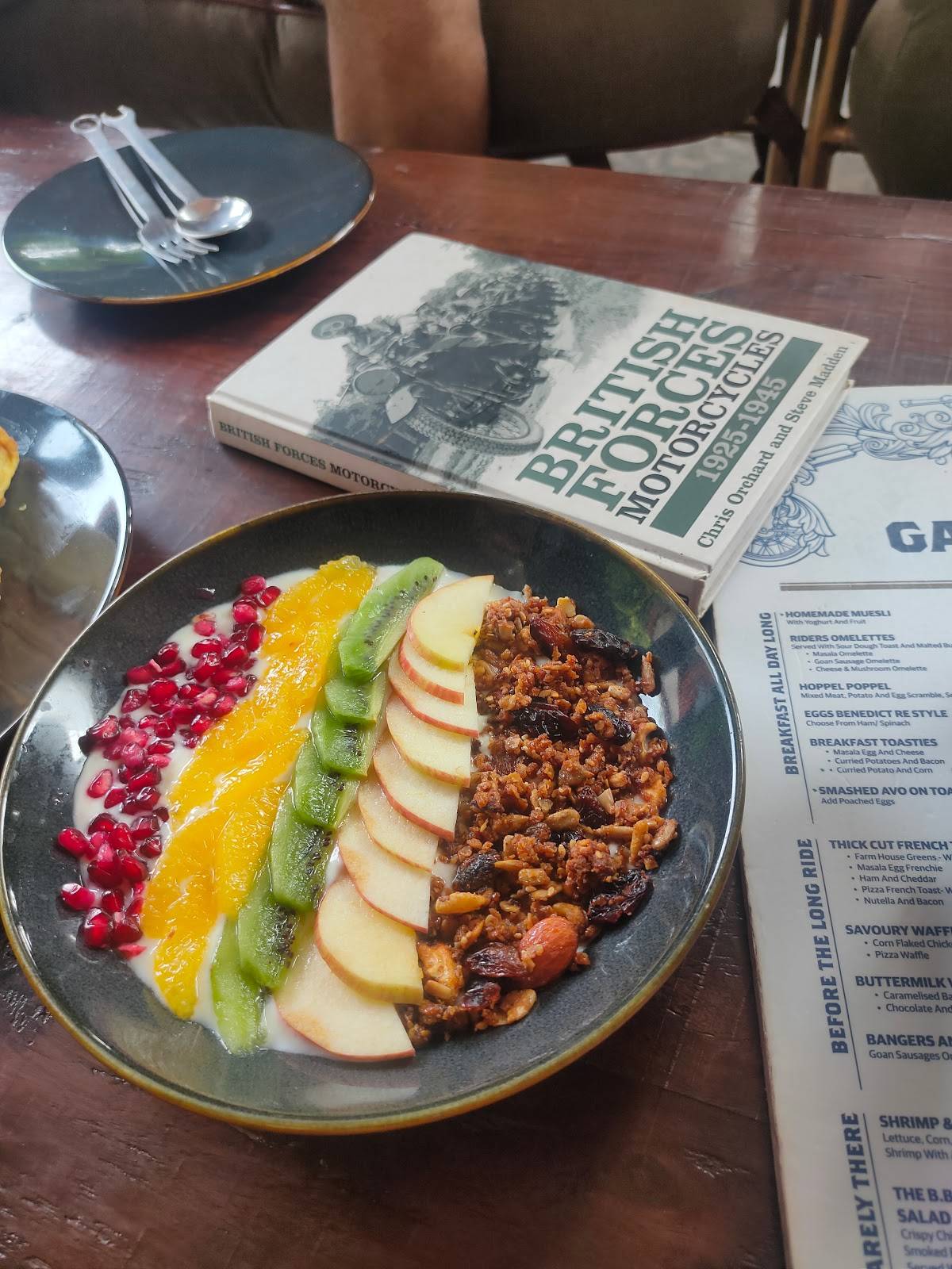 Menu at Royal Enfield Garage Cafe, Baga