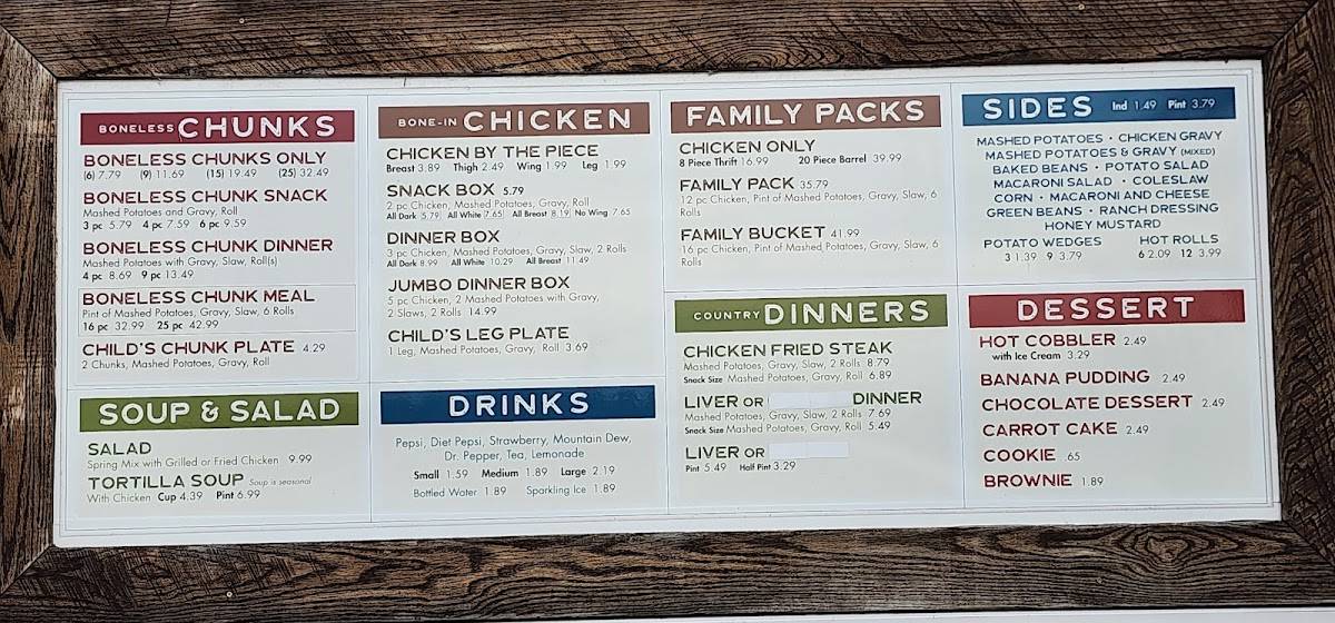 Menu at Roy's Fried Chicken restaurant, Coweta, OK-51