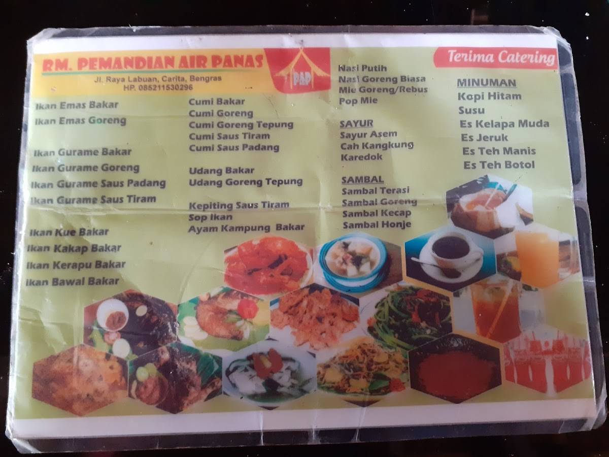 Menu at Rumah Makan Akang Kolam Air Panas, Indonesia