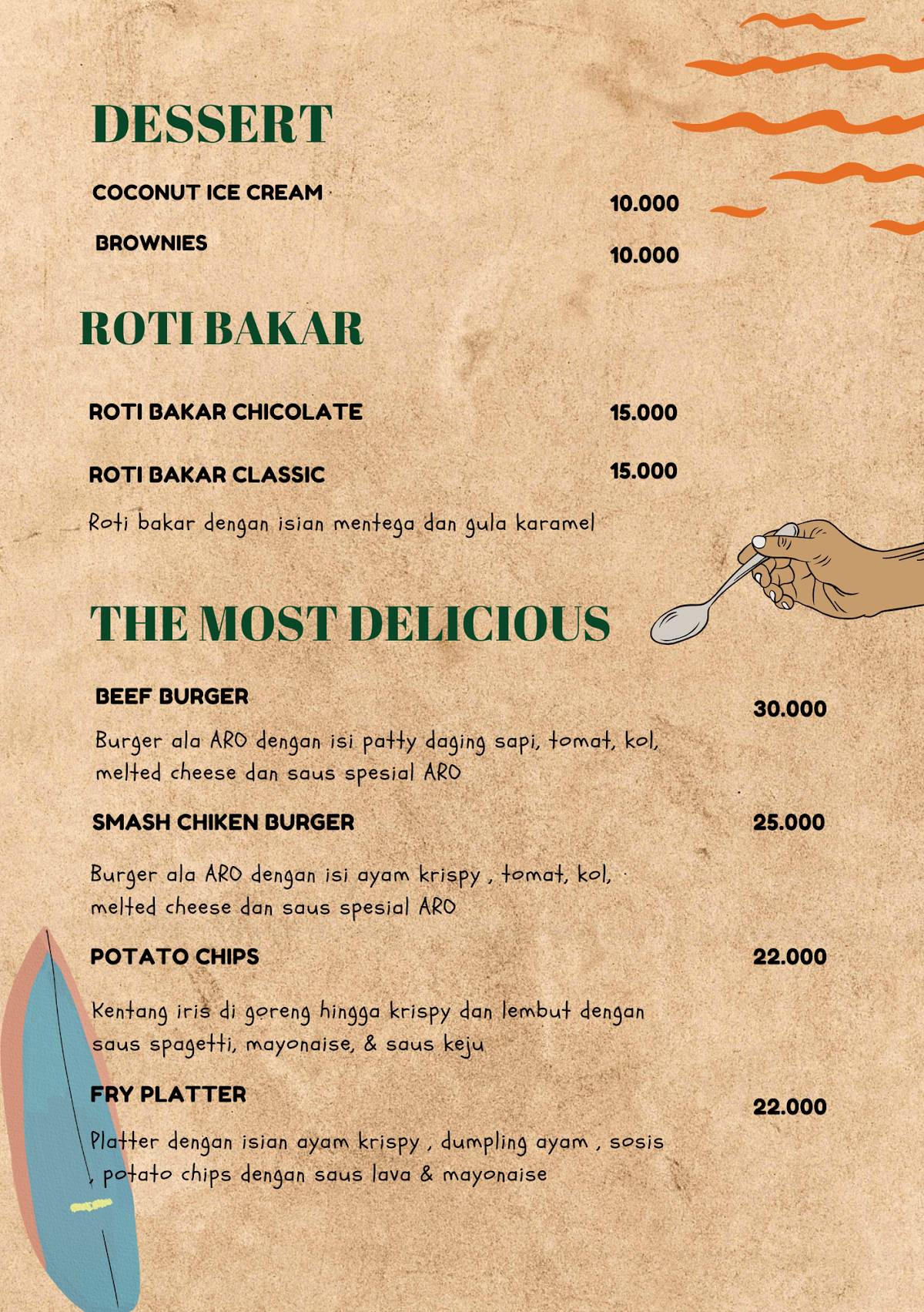 Menu at Rumah kayu aro, Batu