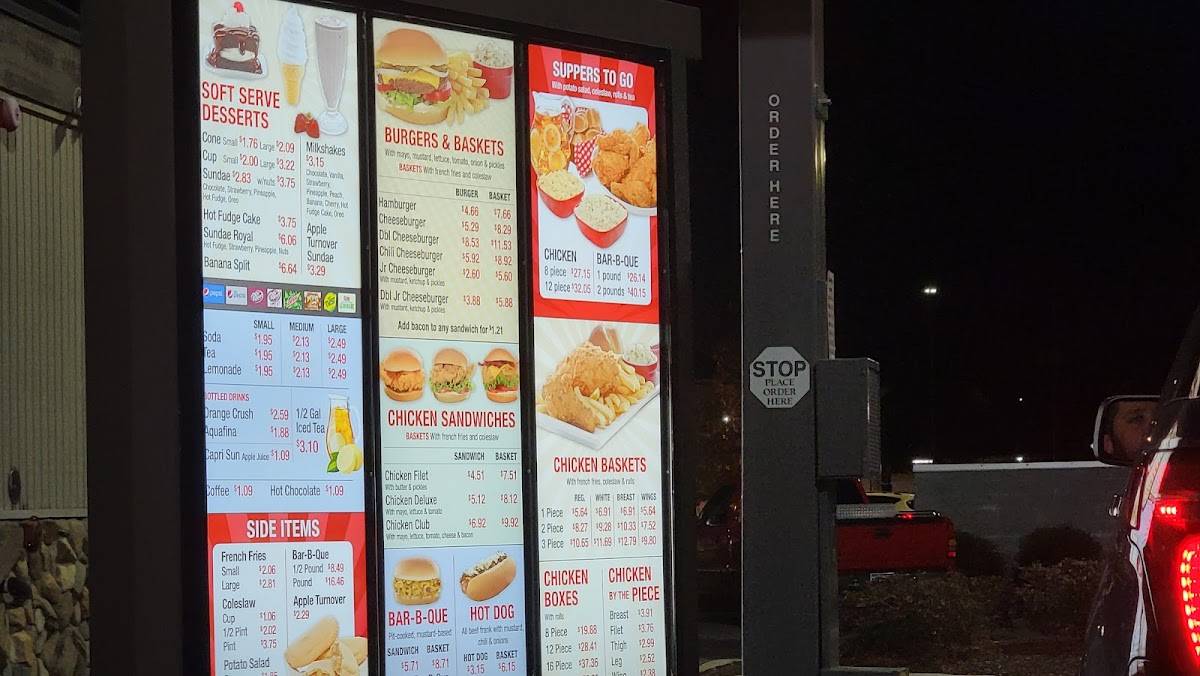 Menu at Rush's fast food, Lexington, S Lake Dr
