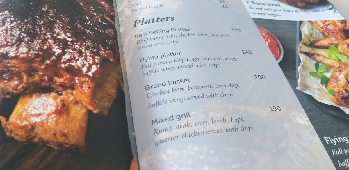 Menu at Rusty Grand Cafe, Rustenburg