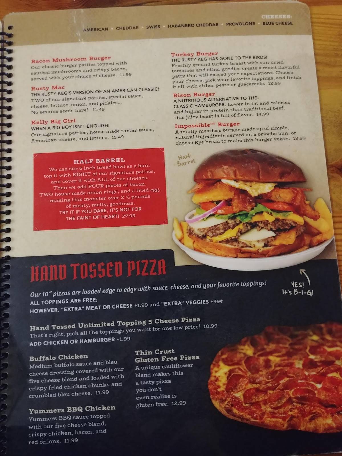 Menu at Rusty Keg Tavern pub & bar, Washington Court House