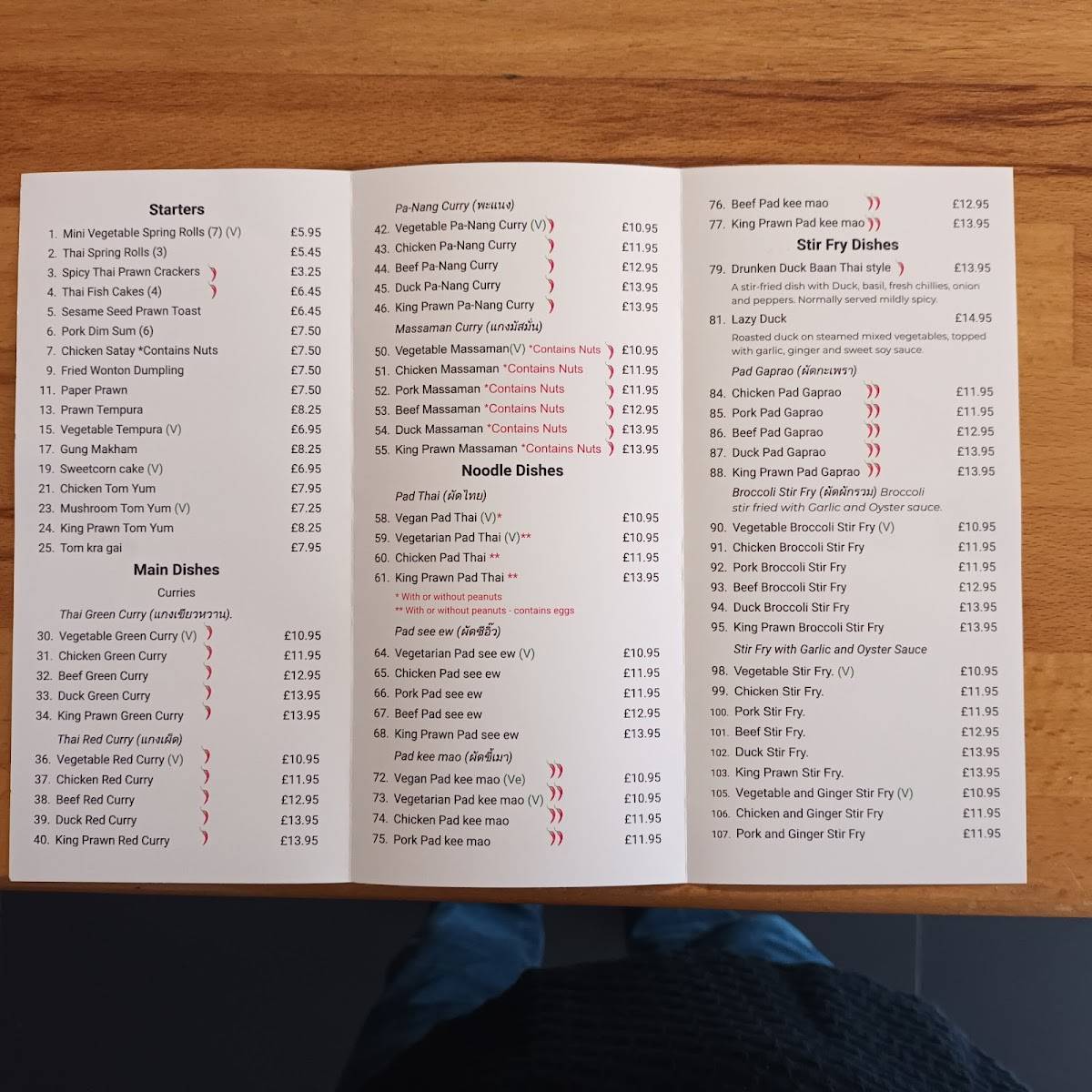 Menu at Baan Thai Restaurant, Ryde