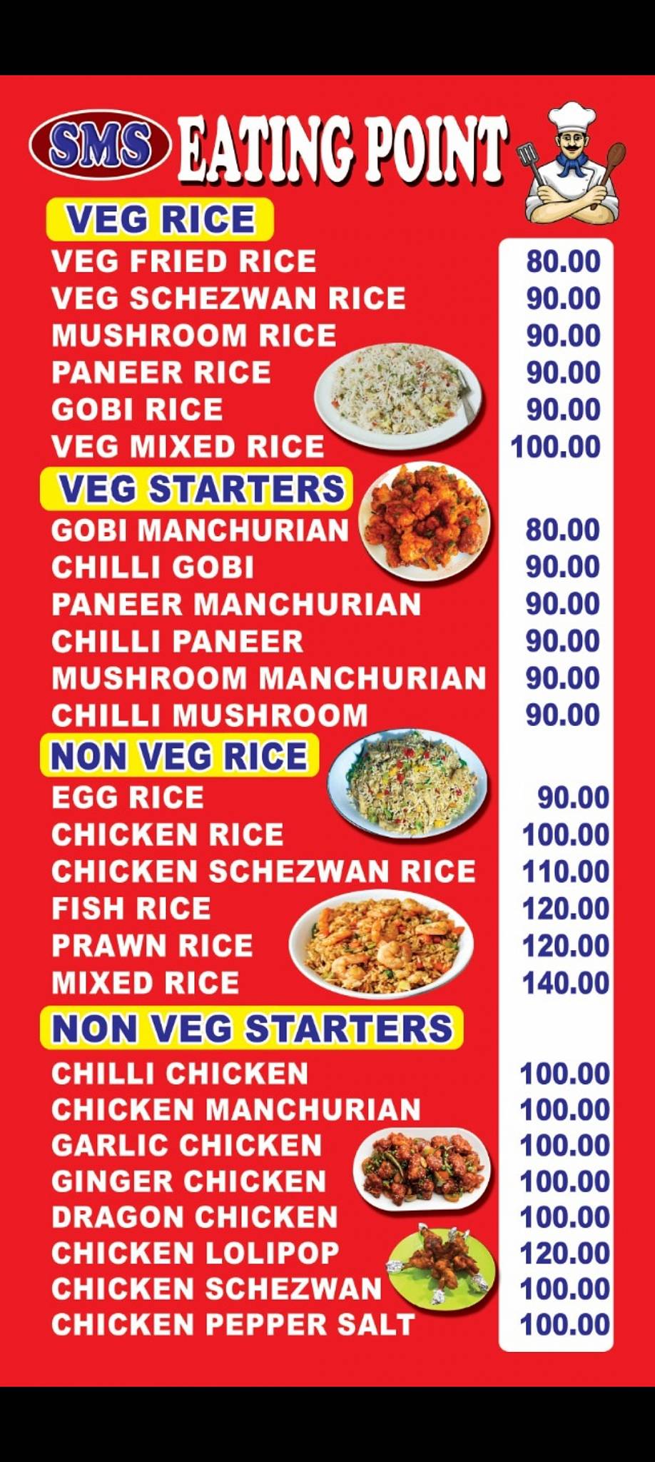 Menu at SMS EATING POINT, Chennai