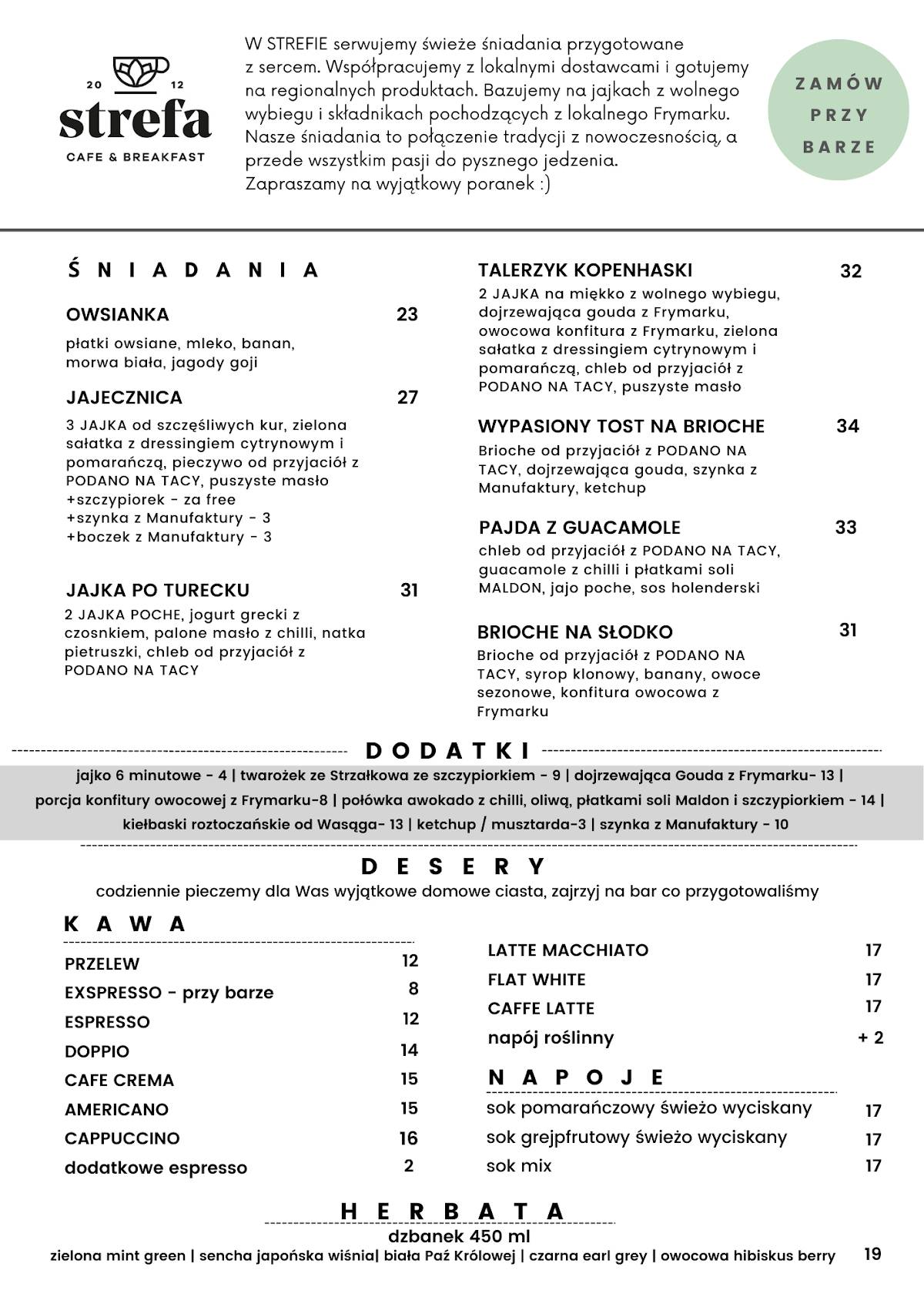 Menu at STREFA Cafe&Breakfast, Bydgoszcz