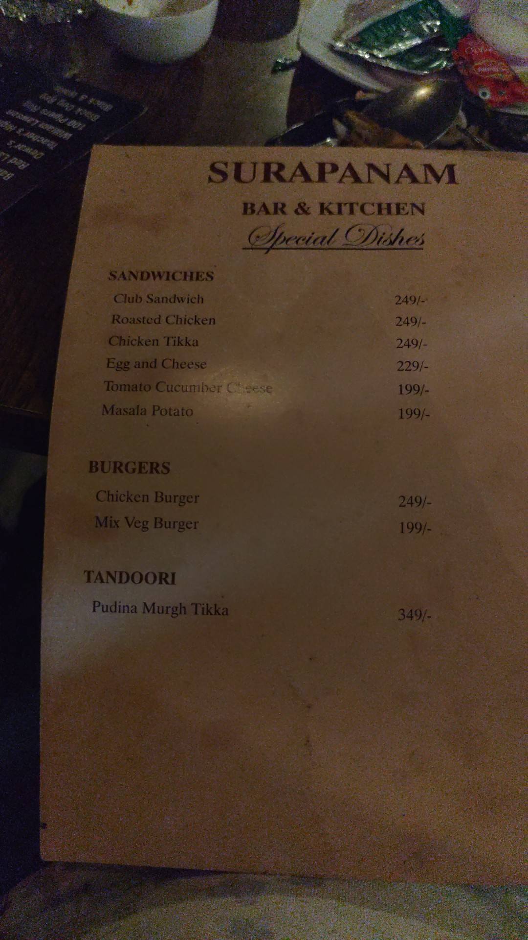 Menu at SURAPANAM Bar and Kitchen, Hyderabad