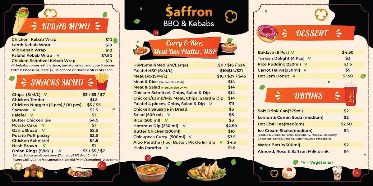 Menu at Saffron Kebab & Burger & Indian Officer, Officer