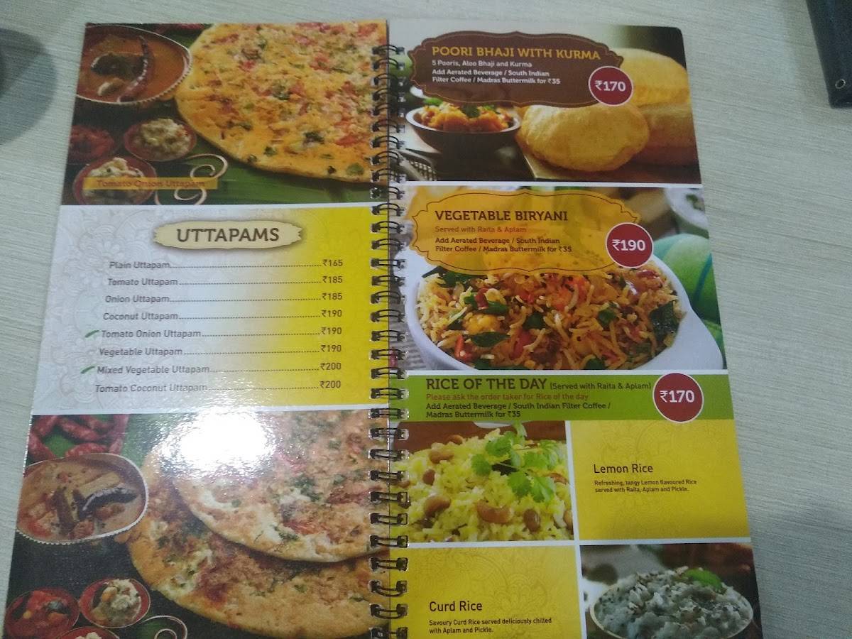 Menu at Sagar Ratna, India, National Highway 24 Dhakiya