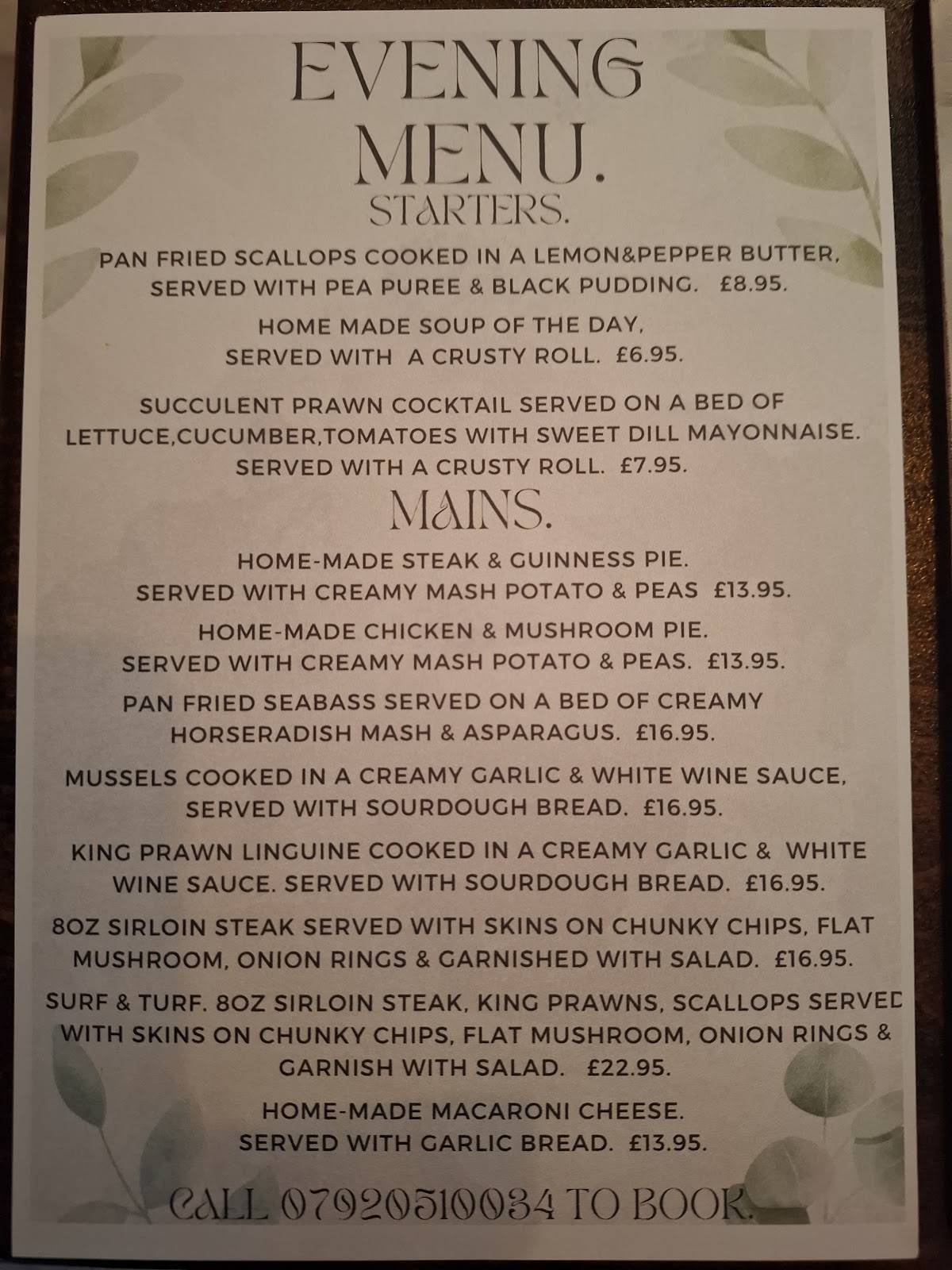 Menu at Sails Bar & Eatery, Looe