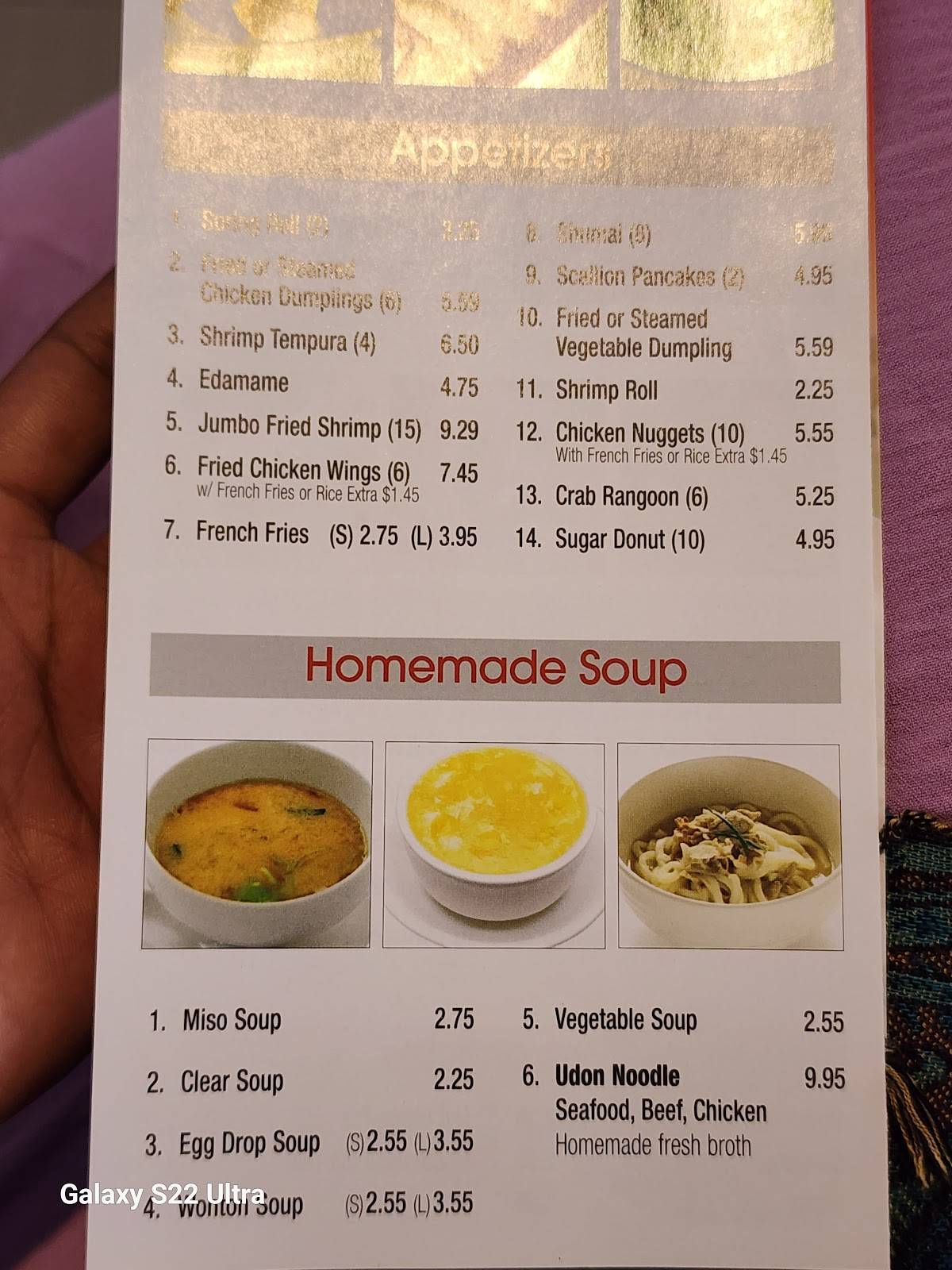 Carta del restaurante Sakura Union Teriyaki Sushi, Municipio del Union