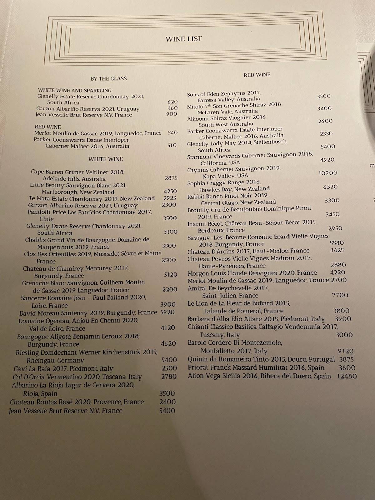 Menu at Sala Restaurant, Makati, 6752 Ayala Ave