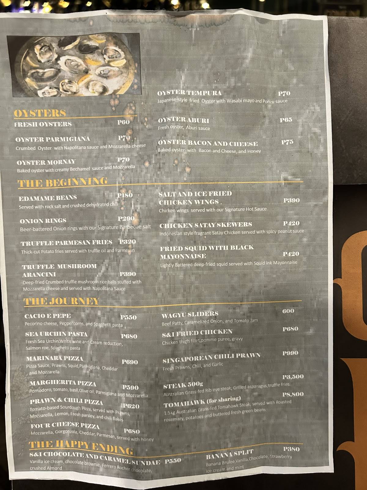 Menu at Salt and Ice PH restaurant, Taguig