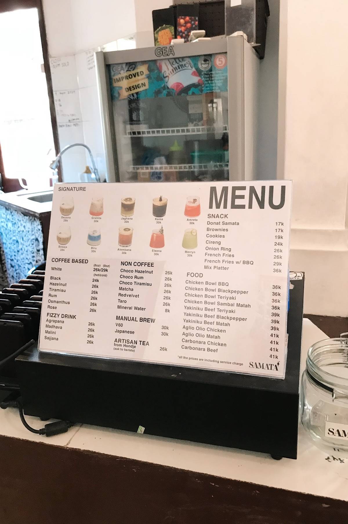 Menu at Samata House cafe, Surabaya