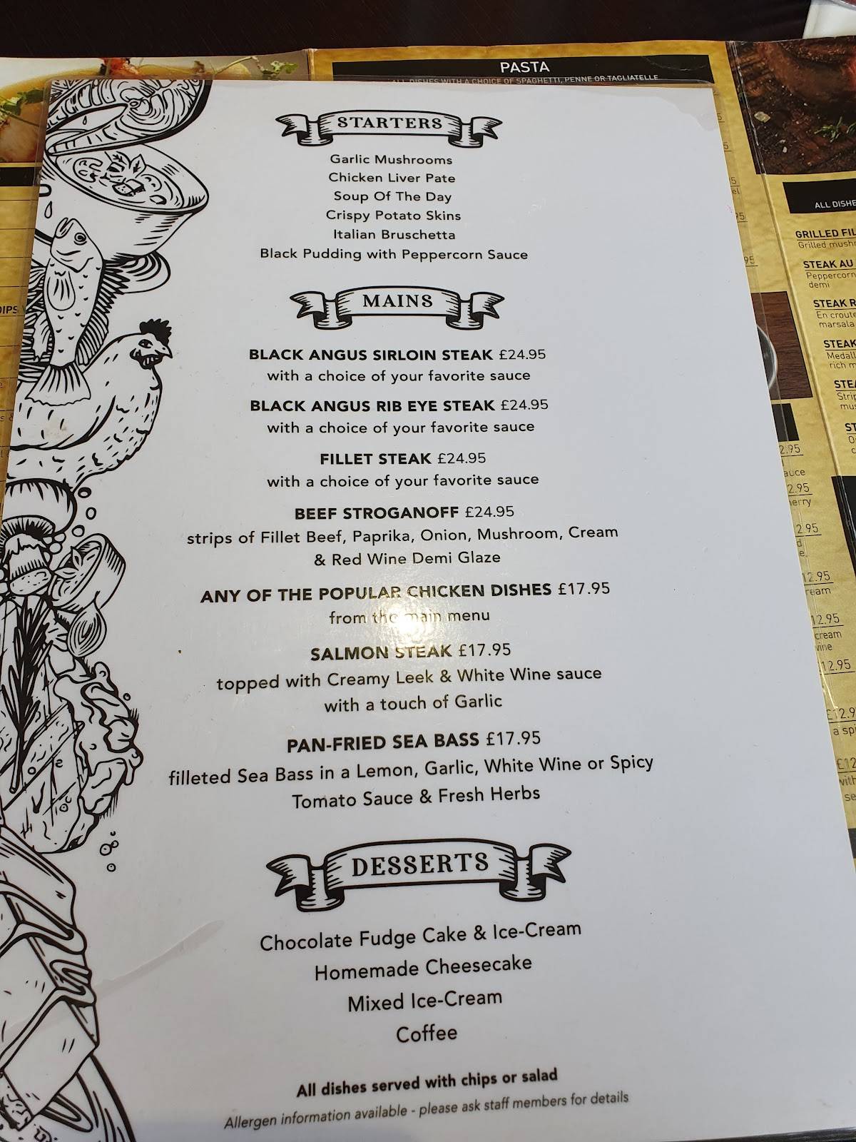 Menu at Sambuca Hartlepool restaurant, Hartlepool