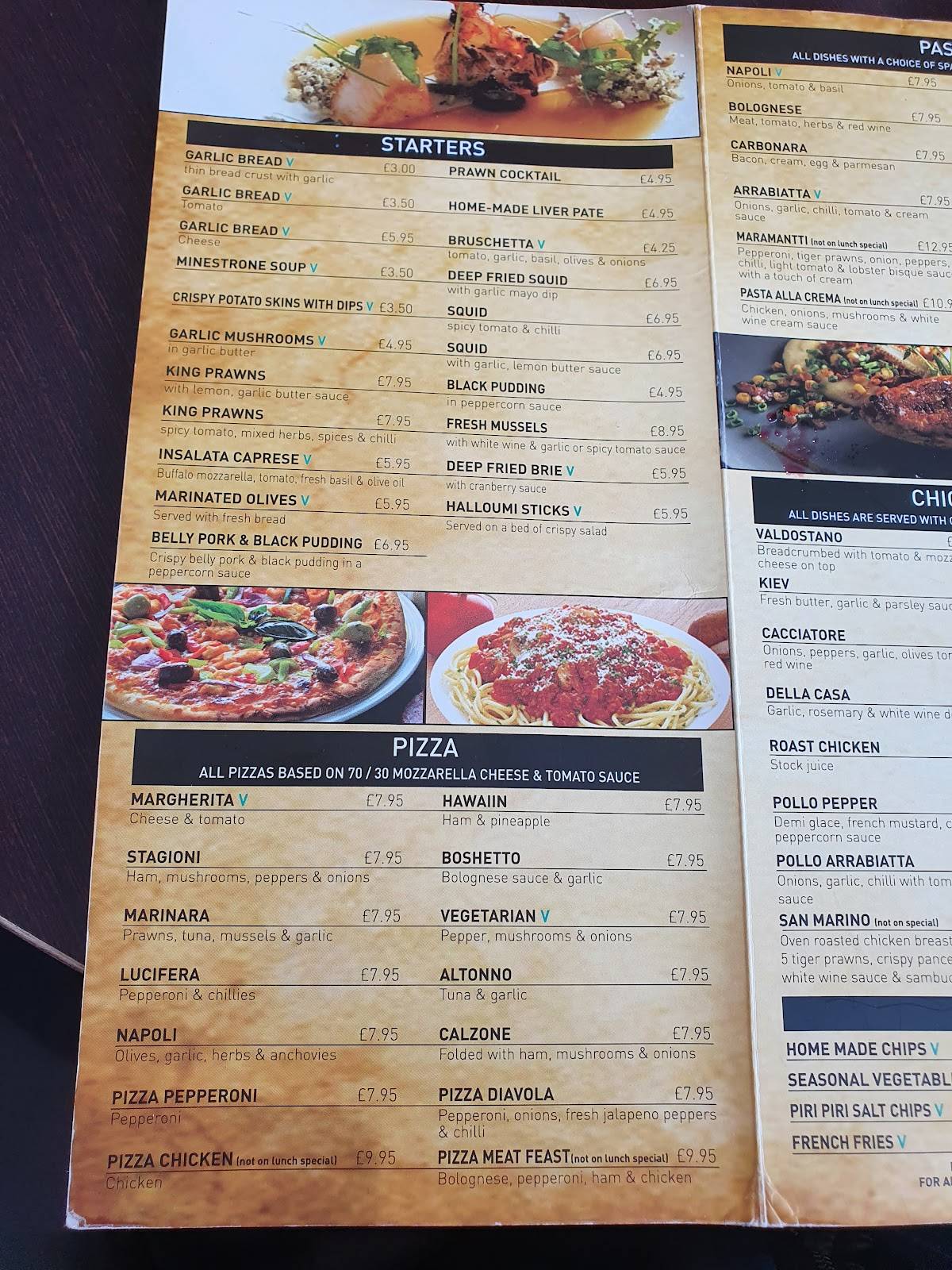Menu at Sambuca Hartlepool restaurant, Hartlepool