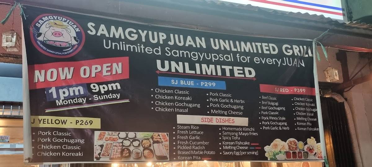 Carta del restaurante Samgyupjuan Unlimited Grill-Sampaloc Manila, Manila