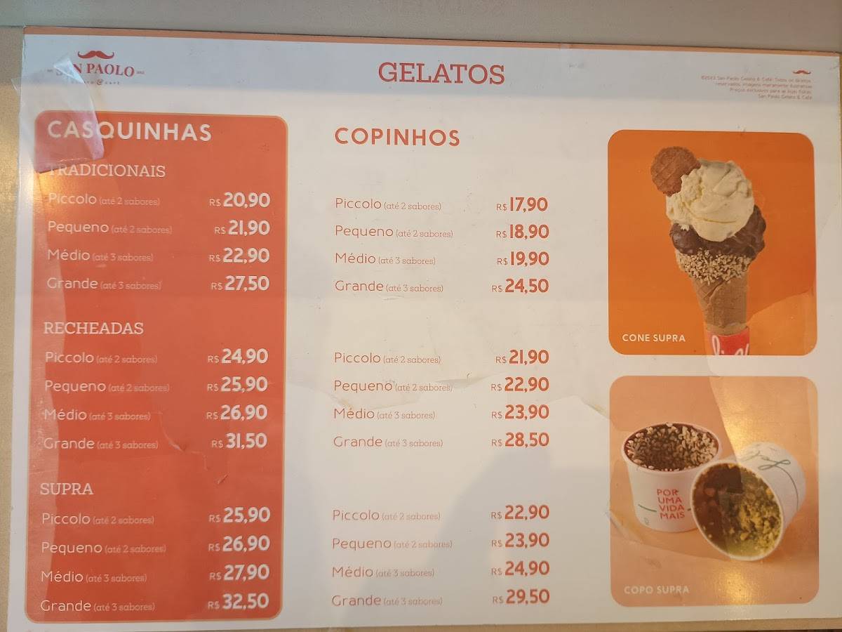 Menu at San Paolo Gelato - Praiano Beira Mar, Fortaleza