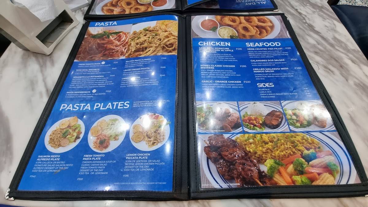 Menu at Sans Rival restaurant, Cebu City, 8W36+CP6