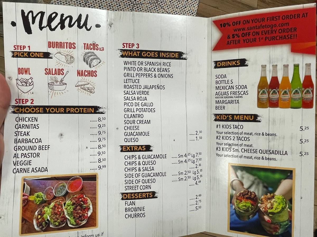 Menu at Santa Fe Burrito Grill Acton restaurant, Acton