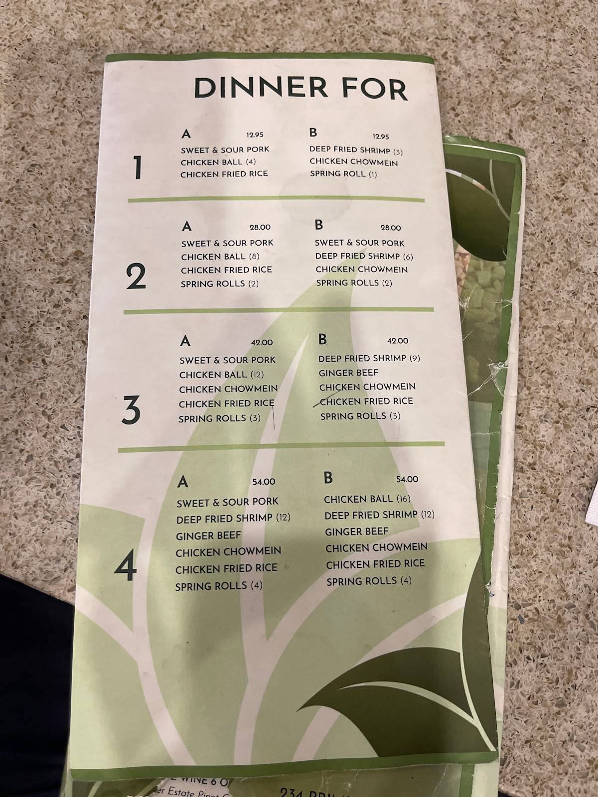Menu at Summer Roll Restaurant, Saskatoon