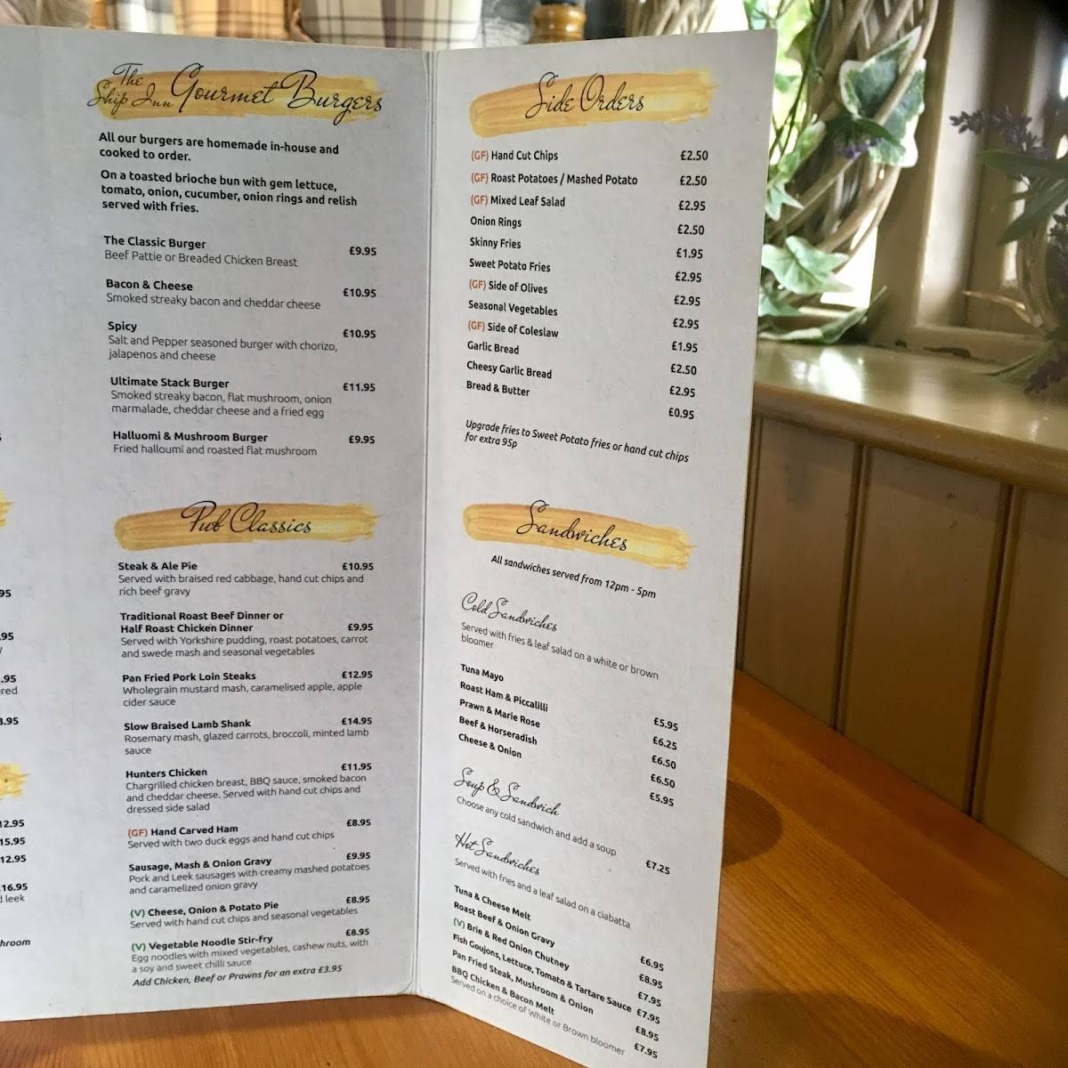 Menu at The Ship Inn pub & bar, Scarisbrick