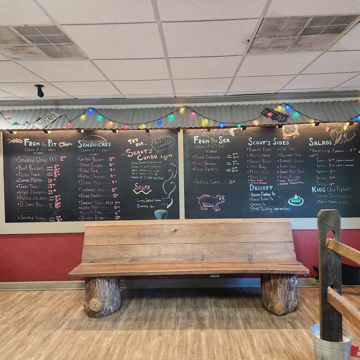 Menu at Scoot's BBQ, Gloucester Point