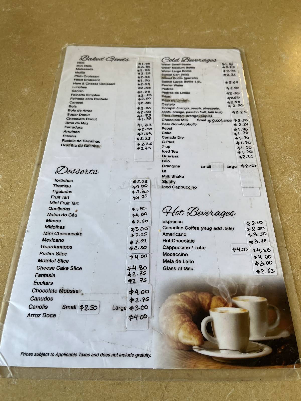 Menu at Seara Bakery & Pastery, Toronto, 605 Rogers Rd
