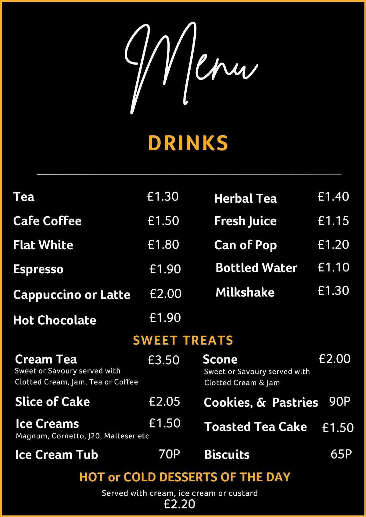 Menu at Seasons Cafe, Leicester