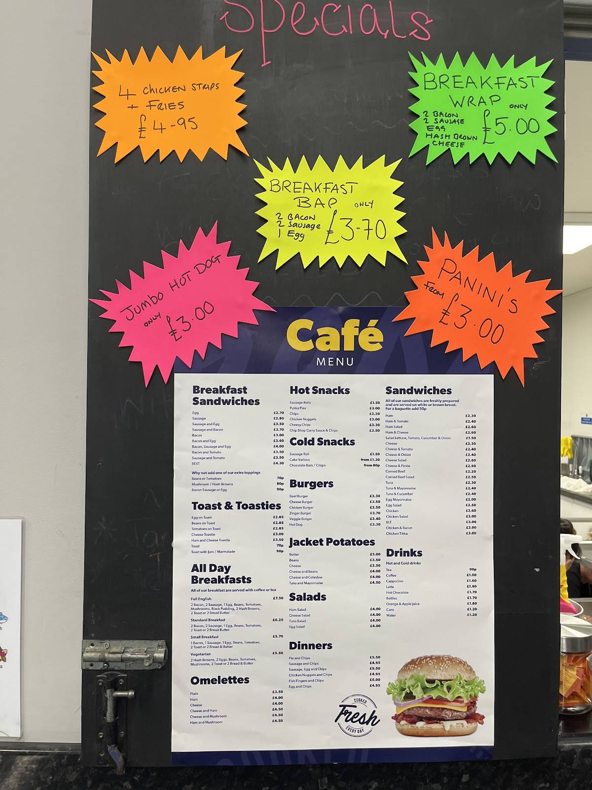 Menu at Selco cafe, Solihull