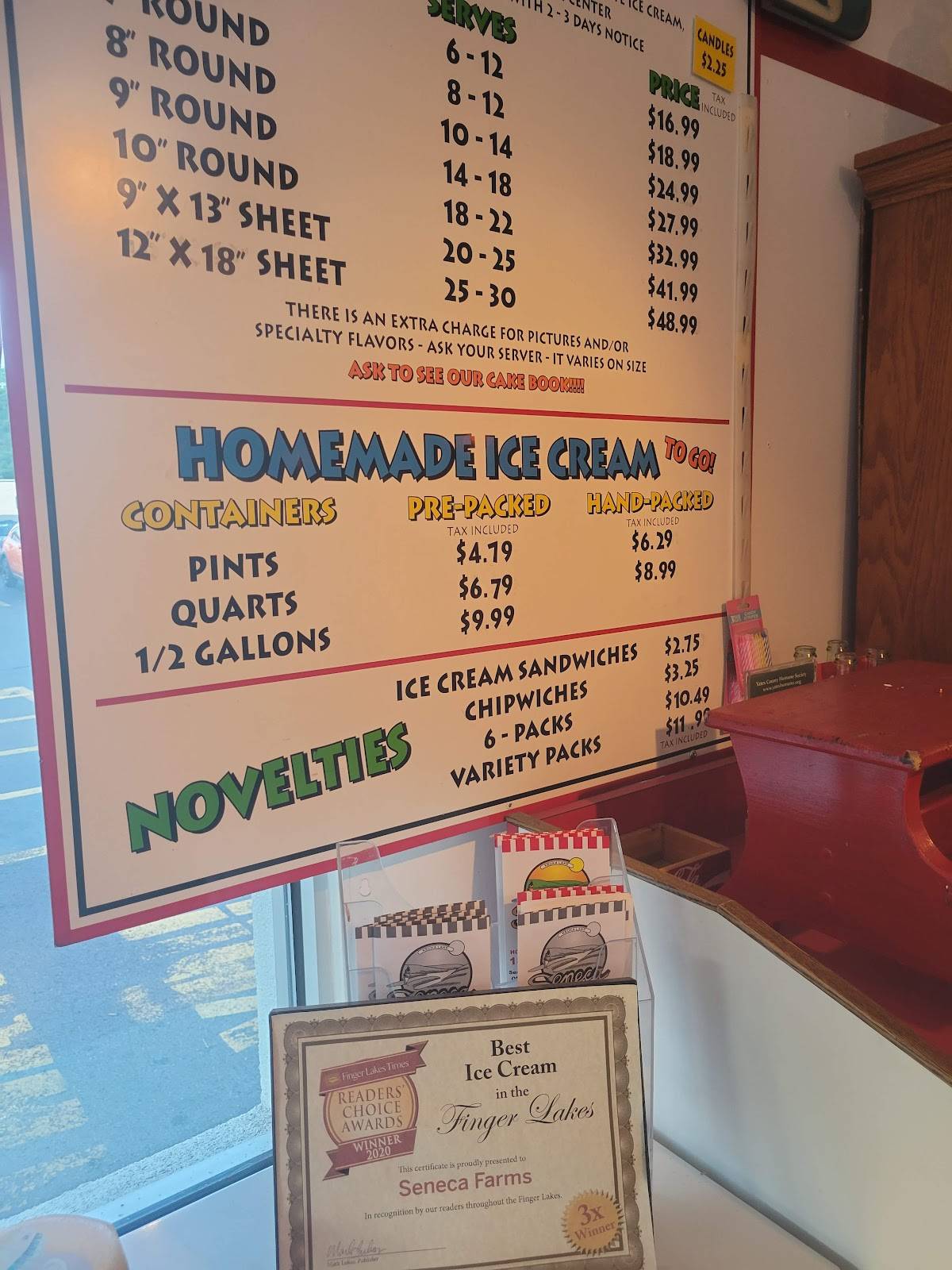 Menu at Seneca Farms restaurant, Penn Yan, NY-54A