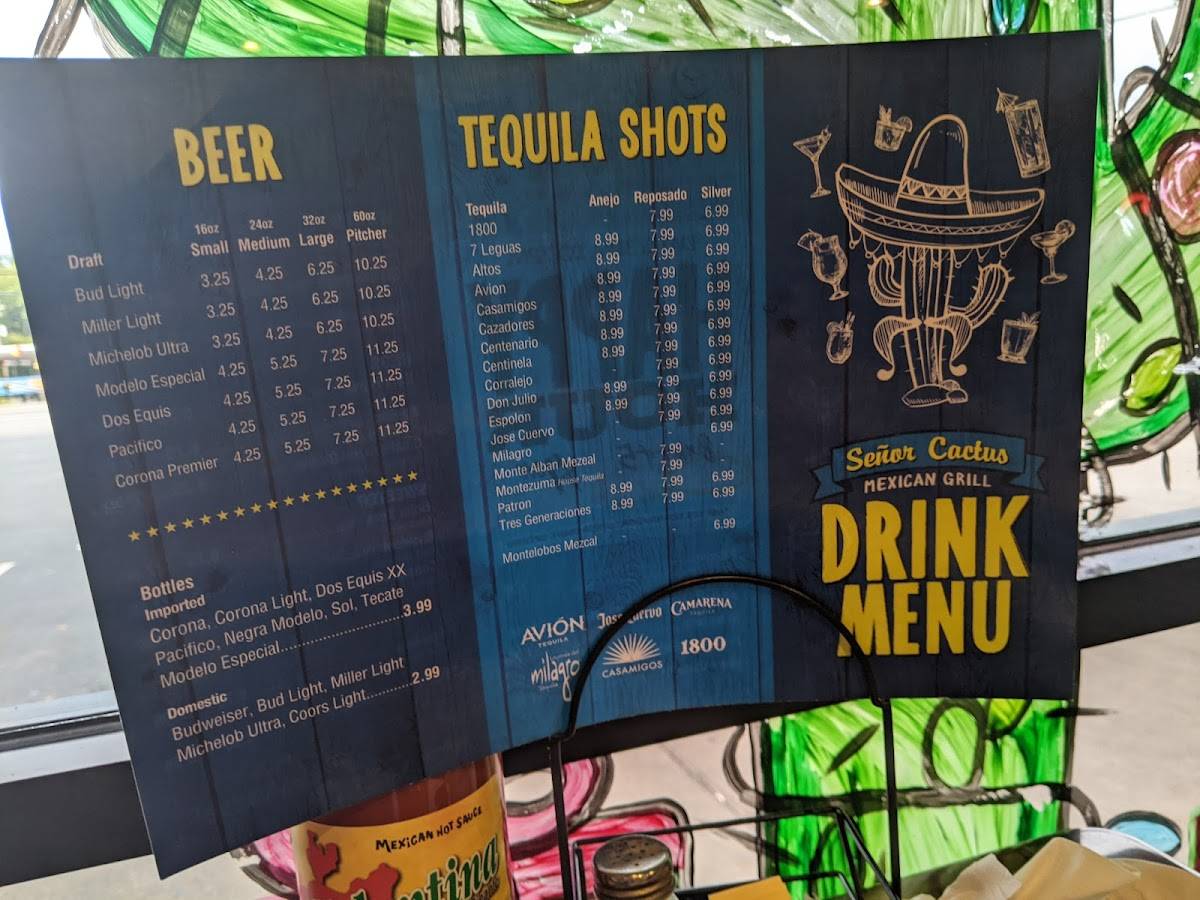 Menu at Señor Cactus restaurant, Knoxville, Oak Ridge Hwy