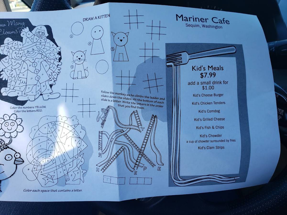 Menu at Mariner Cafe, Sequim, 609 W Washington St