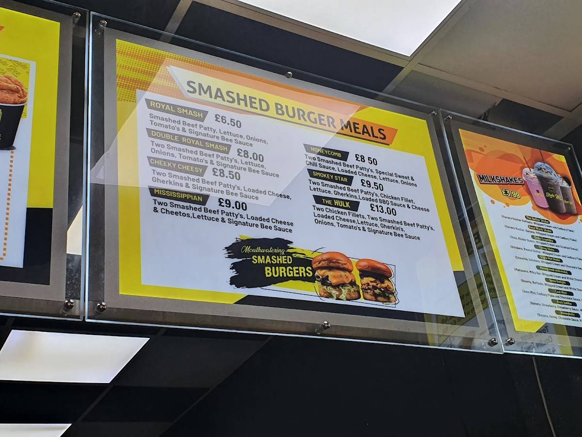 Menu at Shake Bee restaurant, Manchester