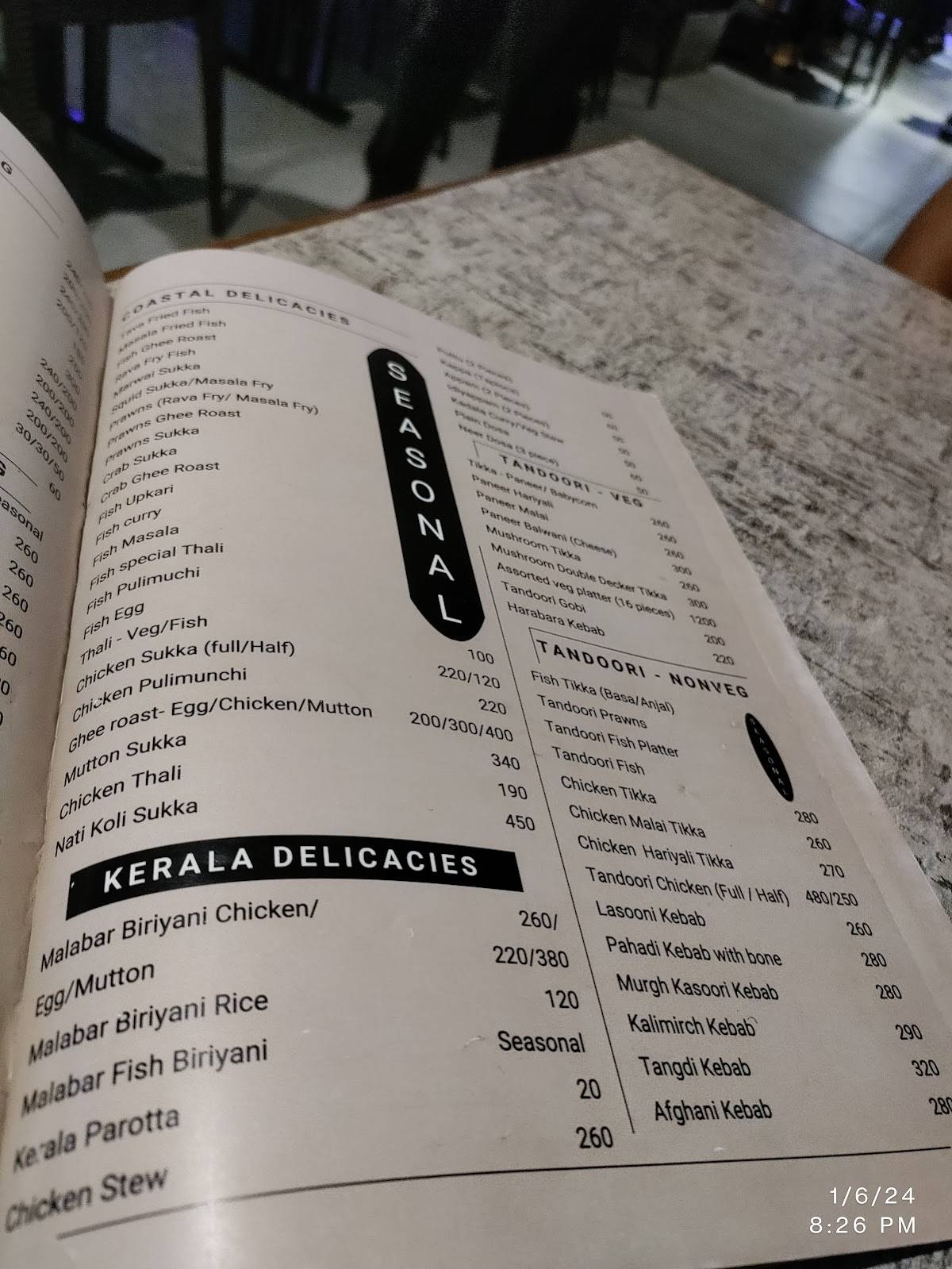 Menu at Shalas, Manipal