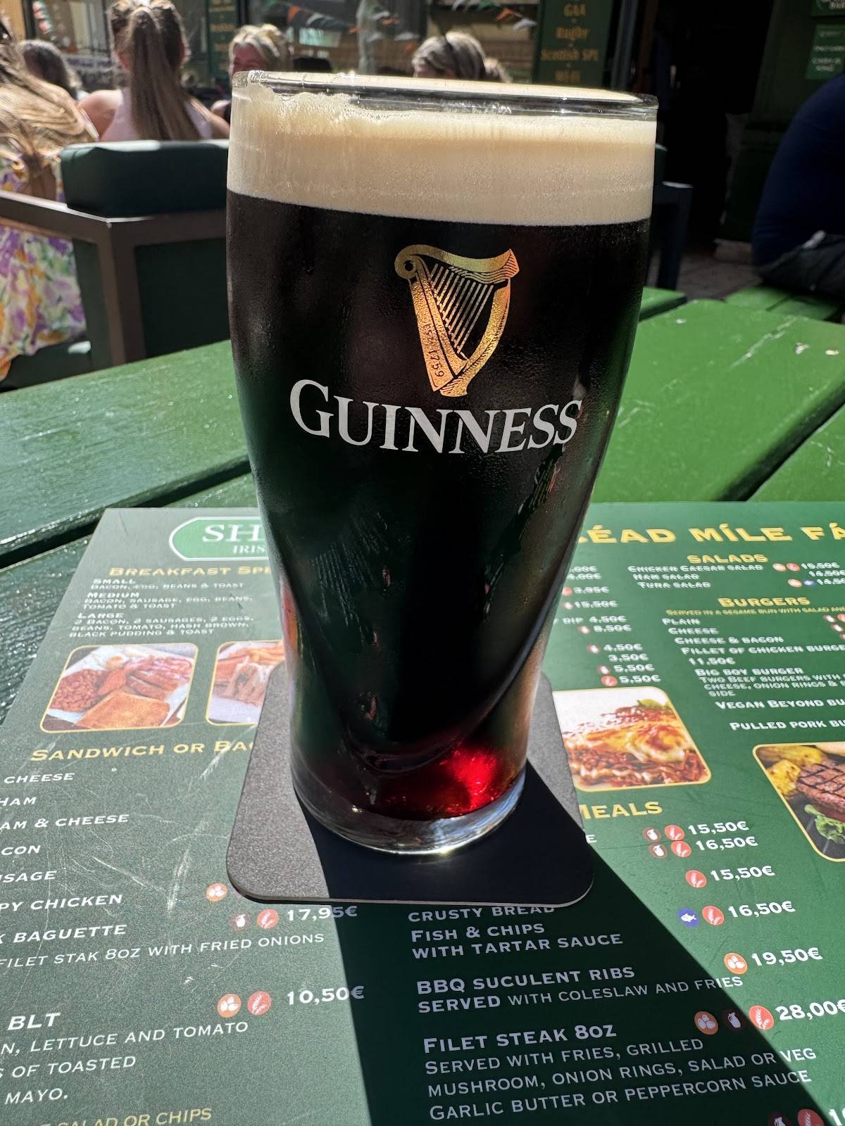 Menu at Shamrock Irish Pub, Benidorm