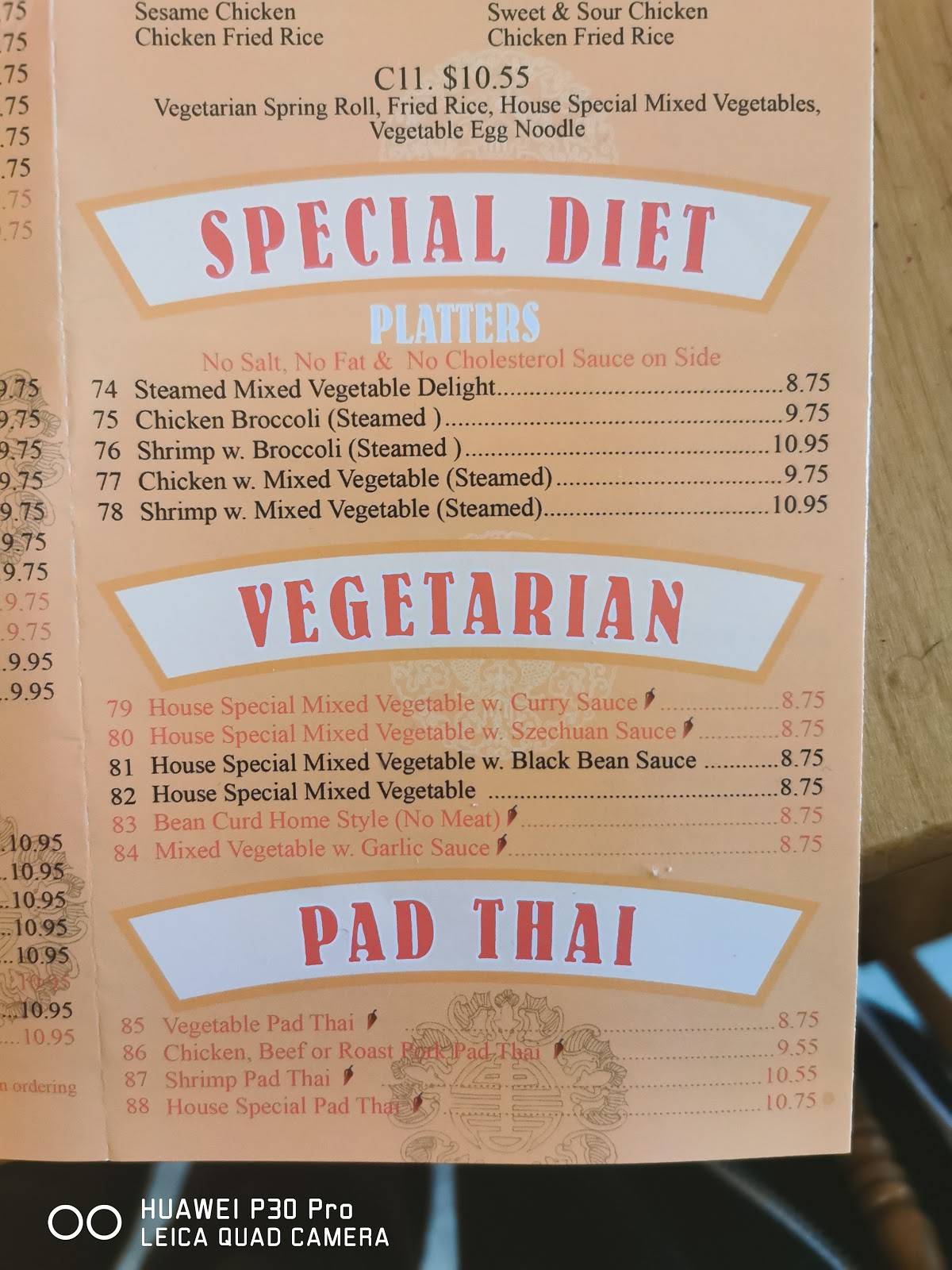 Menu at Shanghai Restaurant, Mitchell