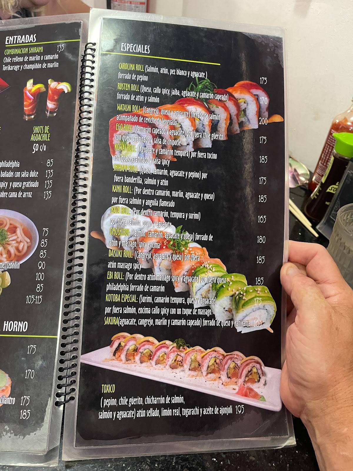 Menu at Shirami restaurant, Ensenada, C. Ambar 312
