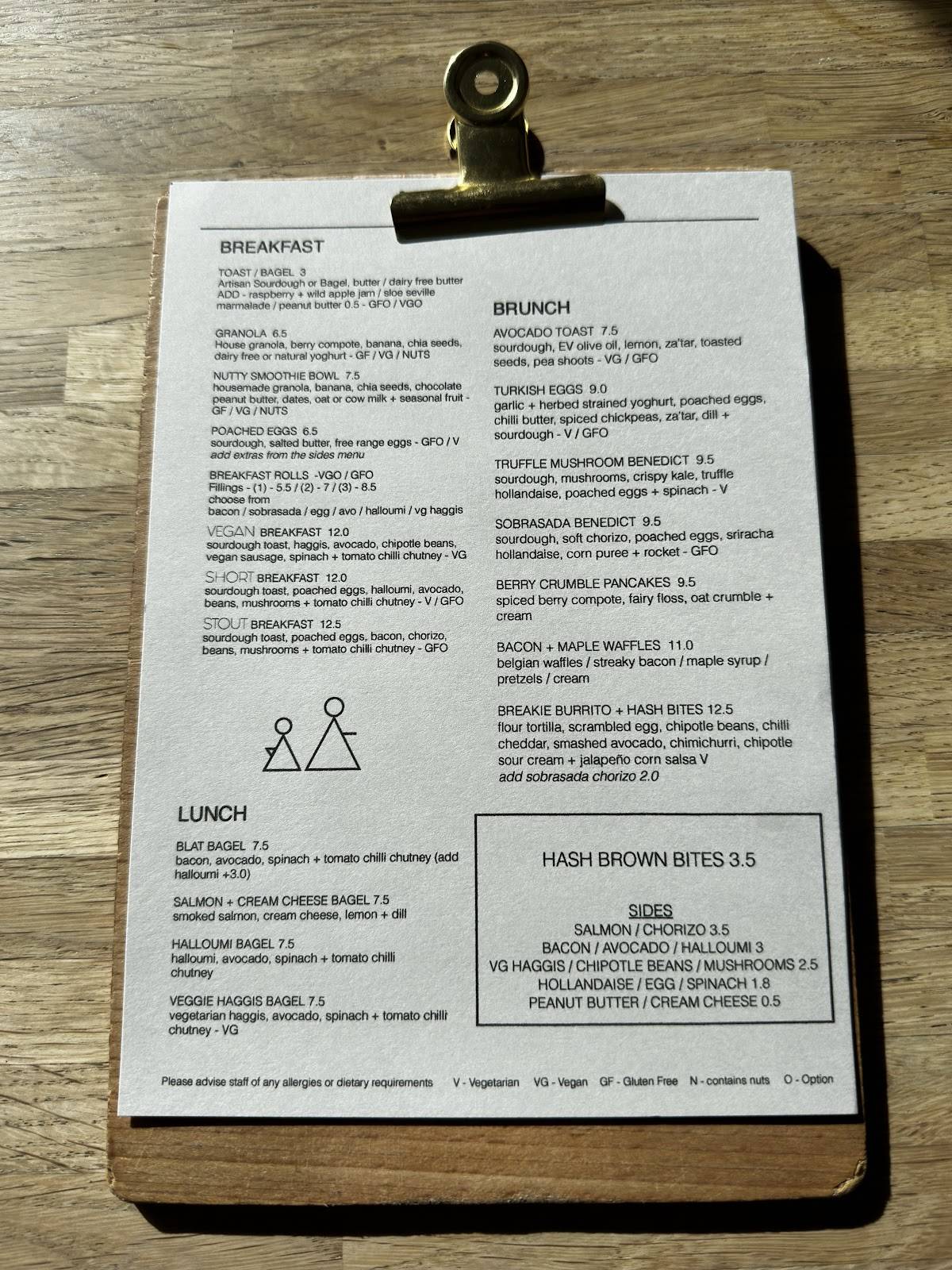Menu at Short + Stout cafe, Chester