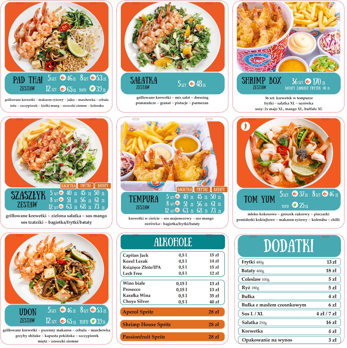 Menu at Shrimp house restaurant, Skórzewo