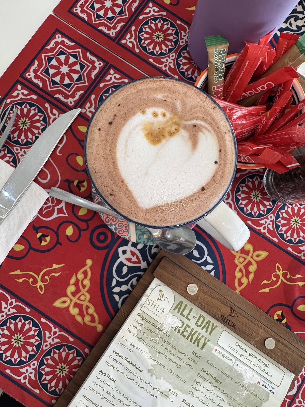 Menu at Shuk Eatery restaurant, Johannesburg