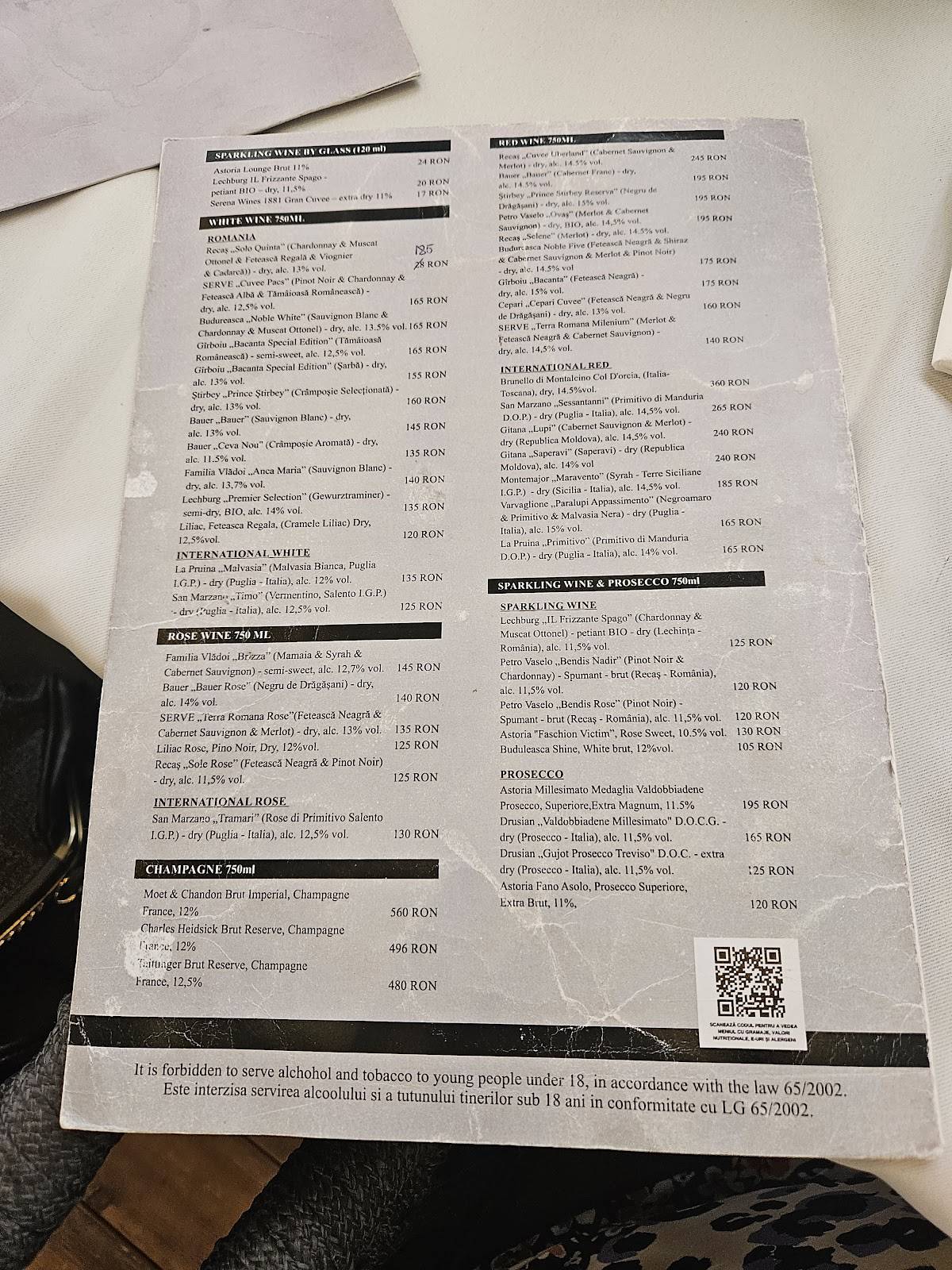 Menu at Sia Restaurant, Sibiu