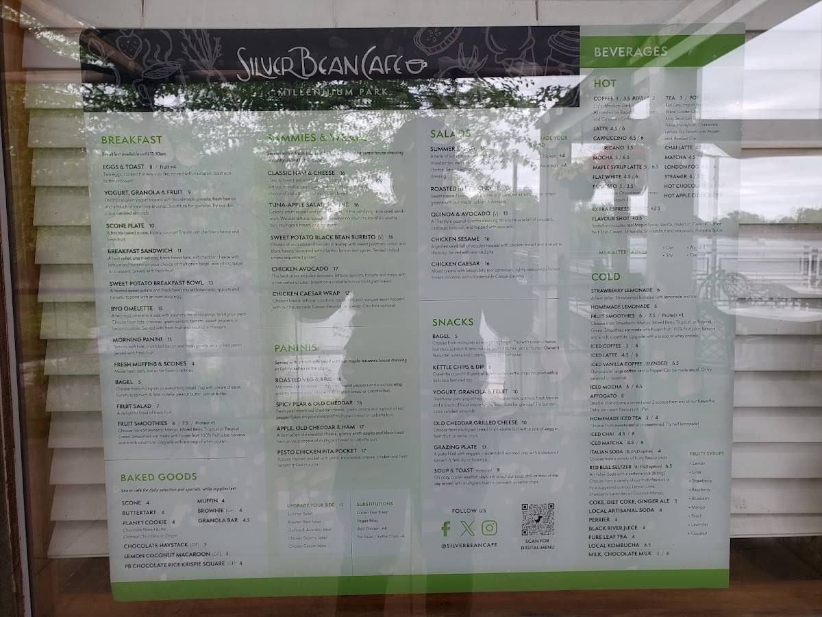 Menu au Silver Bean Cafe, Peterborough, 130 King St