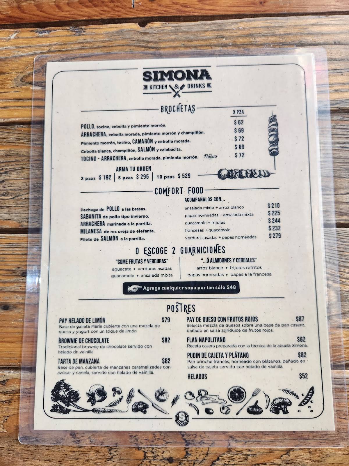Menu at Simona Kitchen & Drinks pub & bar, Mexico
