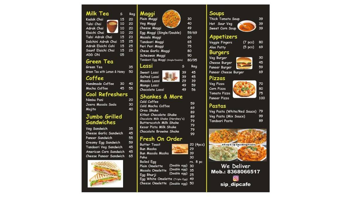 Menu at Sip & dip cafe, Delhi